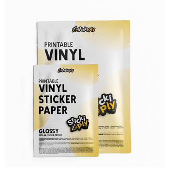 A4 Glossy Vinyl Sticker Paper – Waterproof | Inkjet or Laser – Stickiply